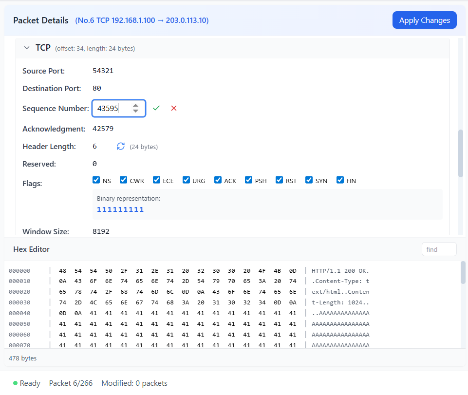 PcapChat - Professional Online Network Packet Editor | Free Web Tool